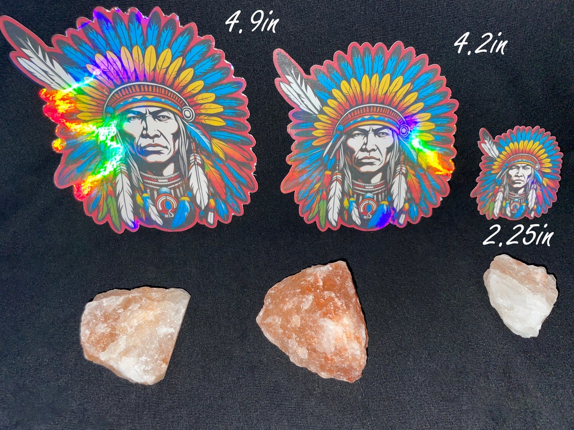 Holographic Native American Chief Sticker, Stickers for Laptop ...