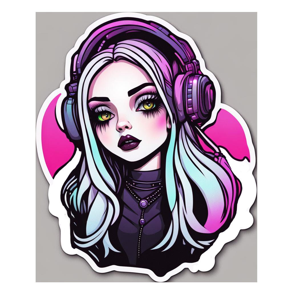 Girl Headphones Sticker, Magnet, DIY Stickers for Laptop, Waterbottle ...