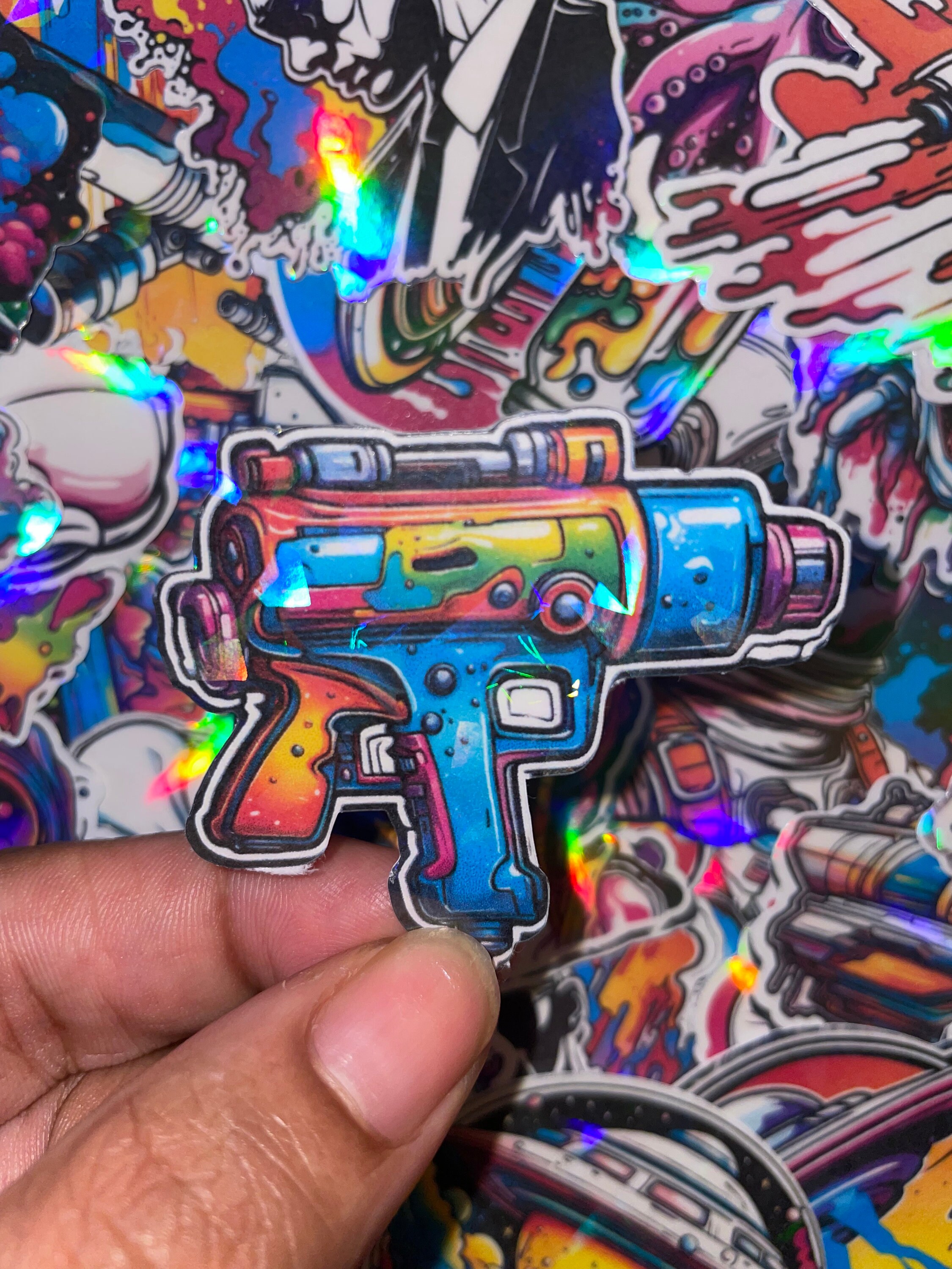 10-50 Holographic Alien Stickers, UFO Stickers, DIY Stickers for Laptop ...