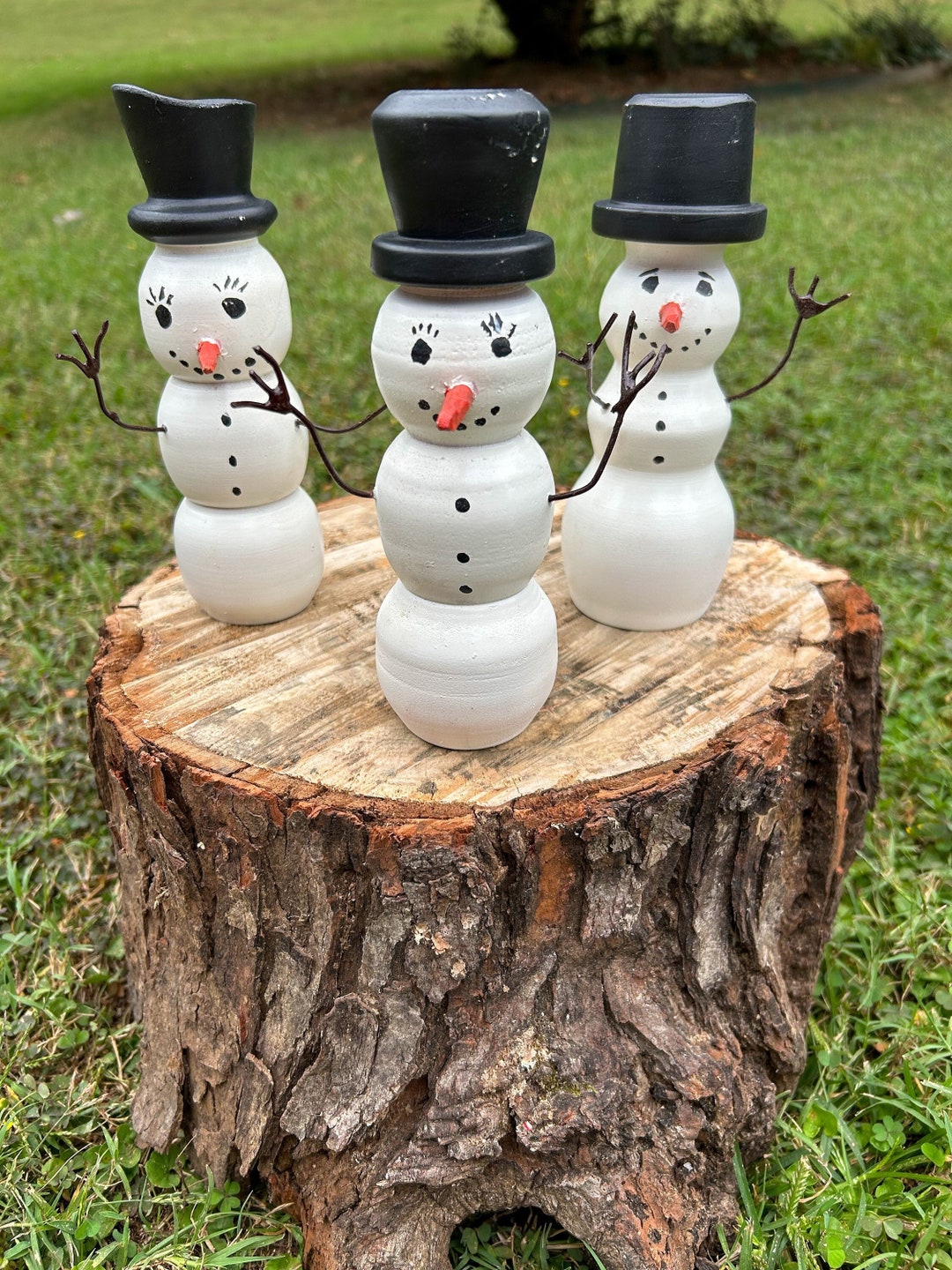 Handcrafted Wooden Snowman Figures (price PER ONE Figure) - Etsy