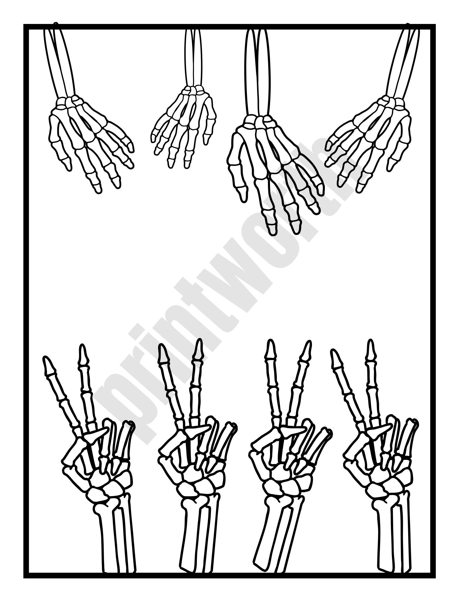 Skeleton Coloring Pages - Etsy