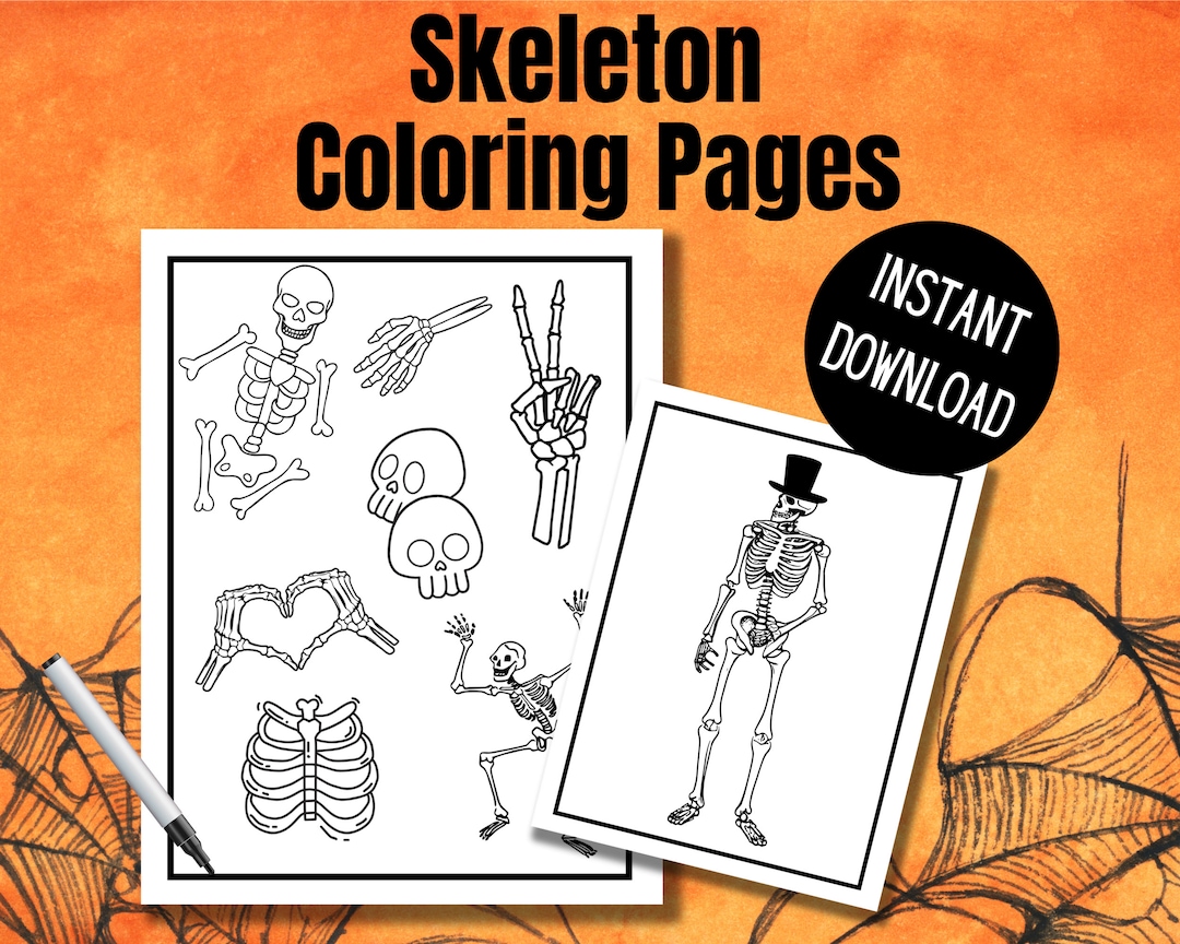 Skeleton Coloring Pages - Etsy