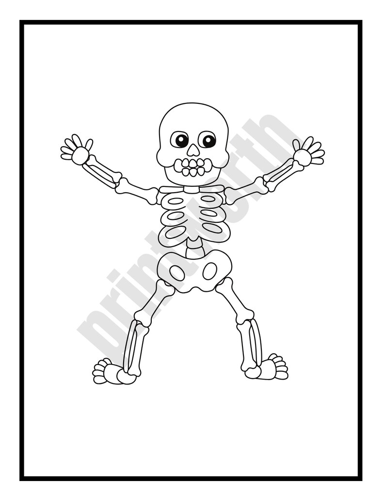Skeleton Coloring Pages - Etsy