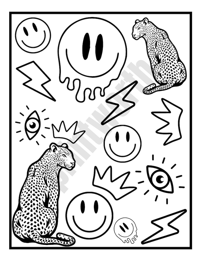 Preppy Coloring Pages - Etsy