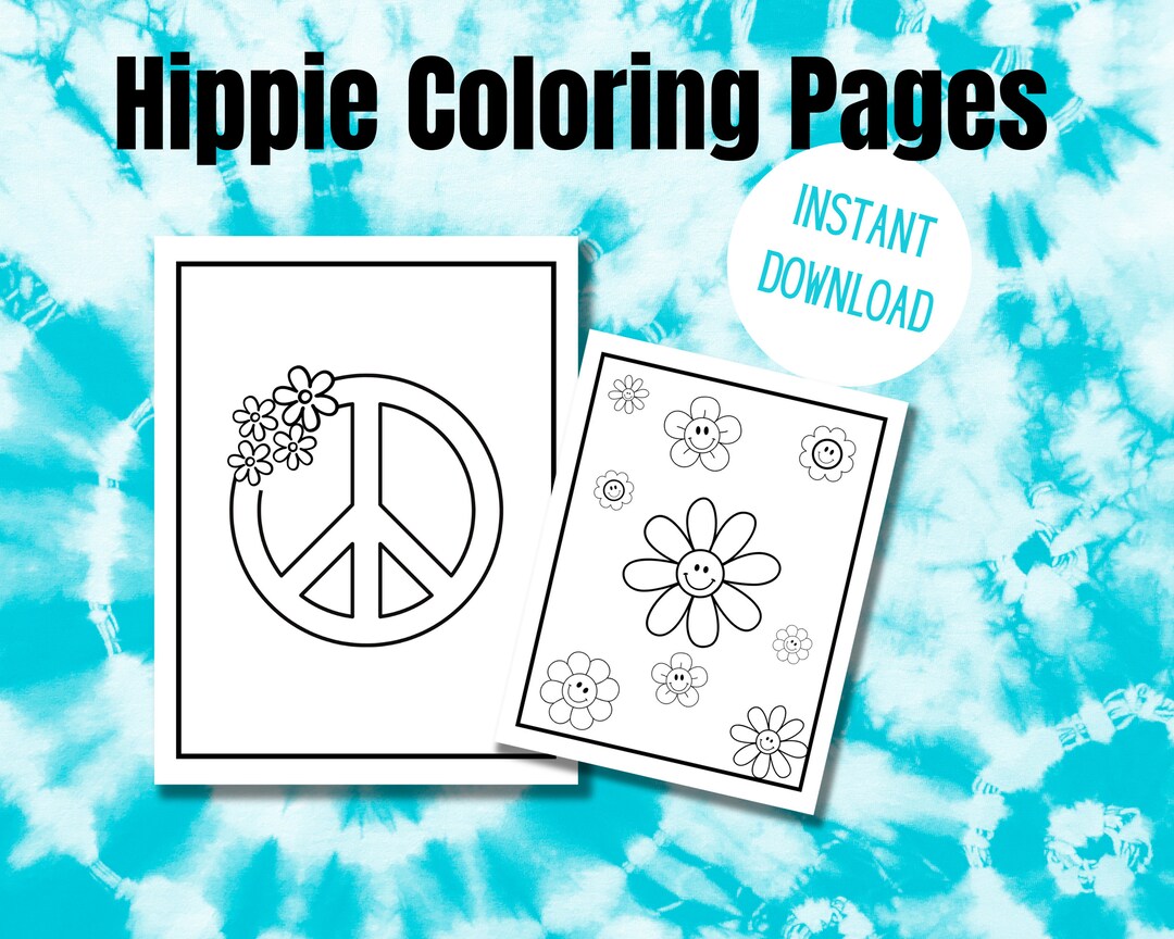 Hippie Coloring Pages - Etsy
