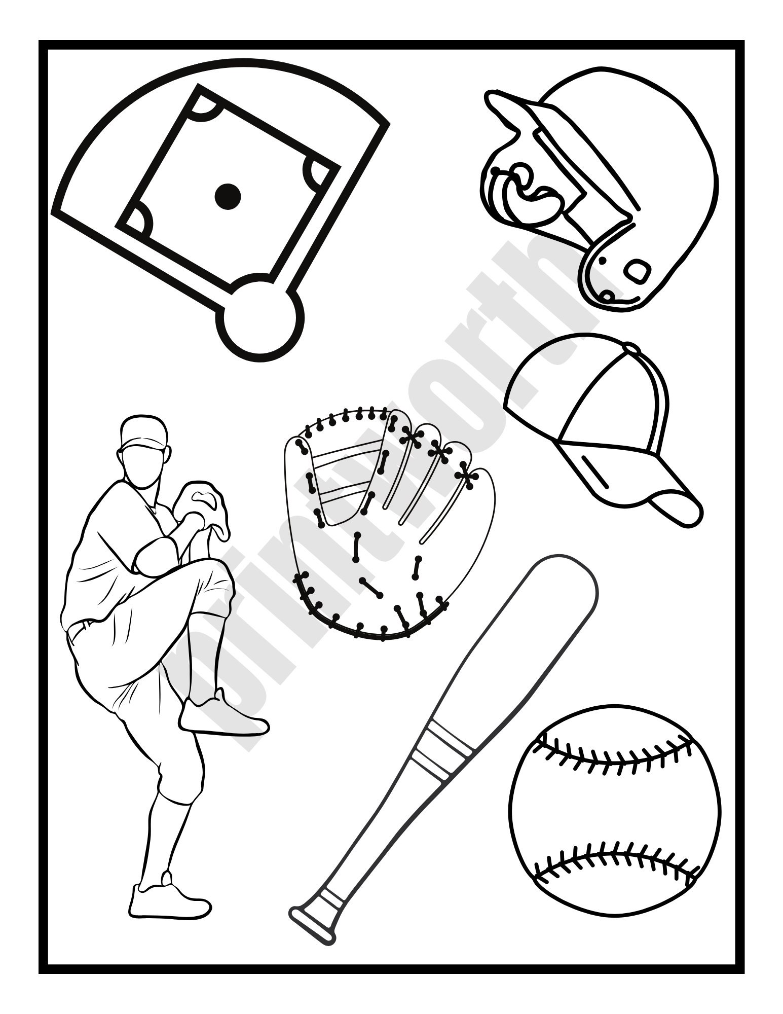 Sports Themed Coloring Pages - Etsy