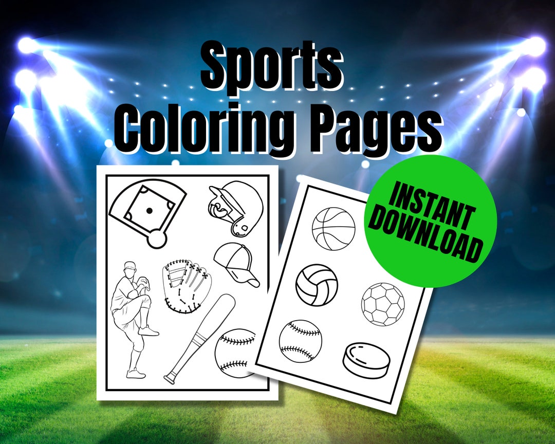 Sports Themed Coloring Pages - Etsy