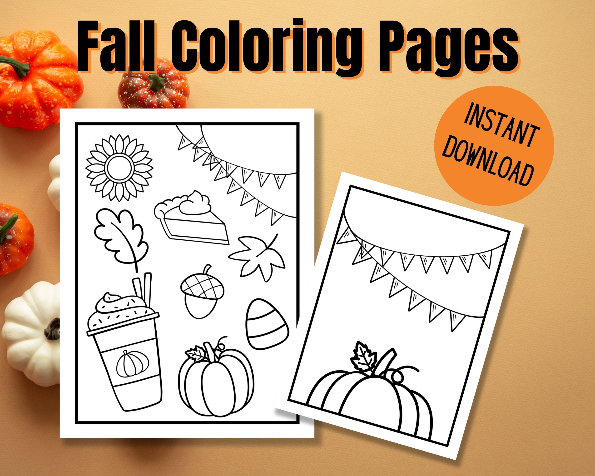 Fall Coloring Pages - Instant Download - Printable - Etsy