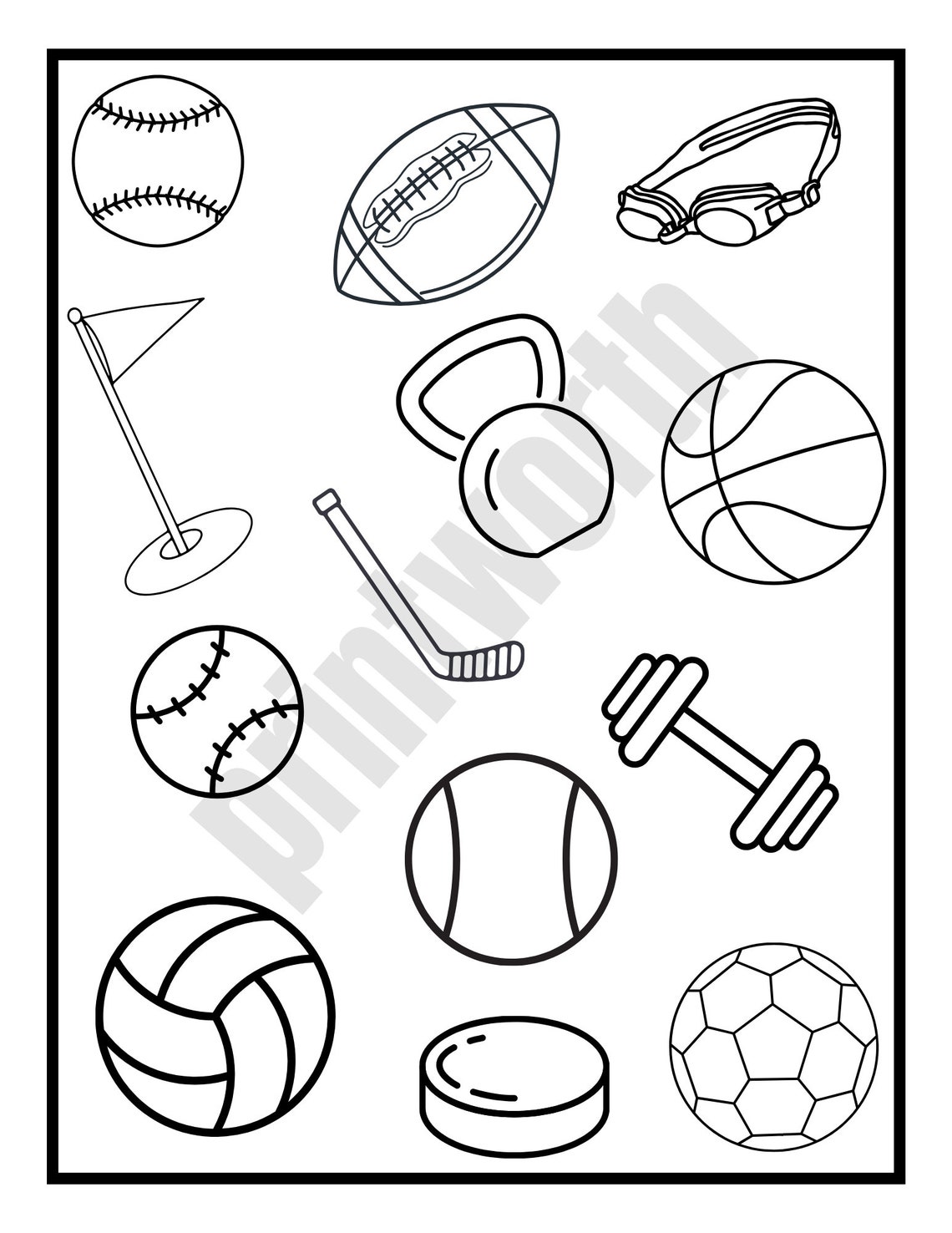 Sports Themed Coloring Pages - Etsy