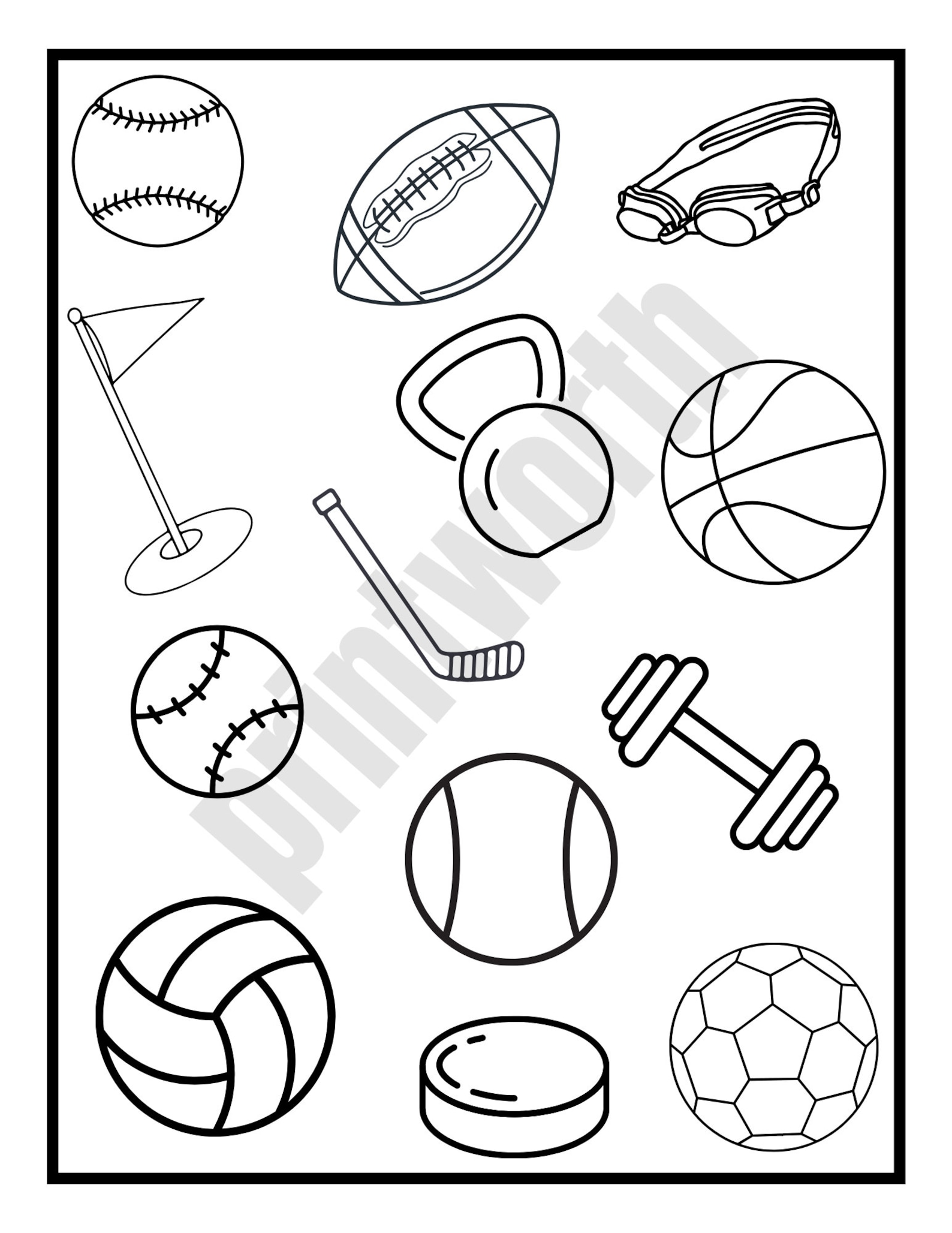 Sports Themed Coloring Pages - Etsy