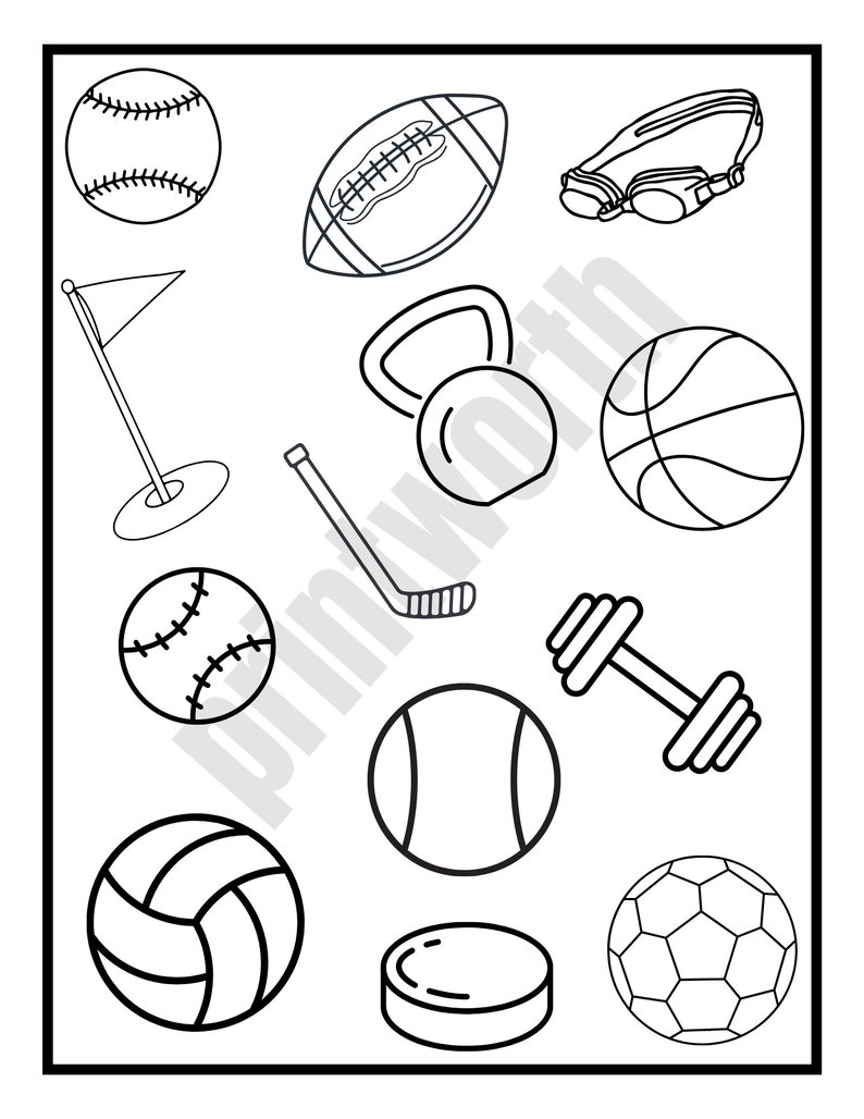 Sports Themed Coloring Pages - Etsy