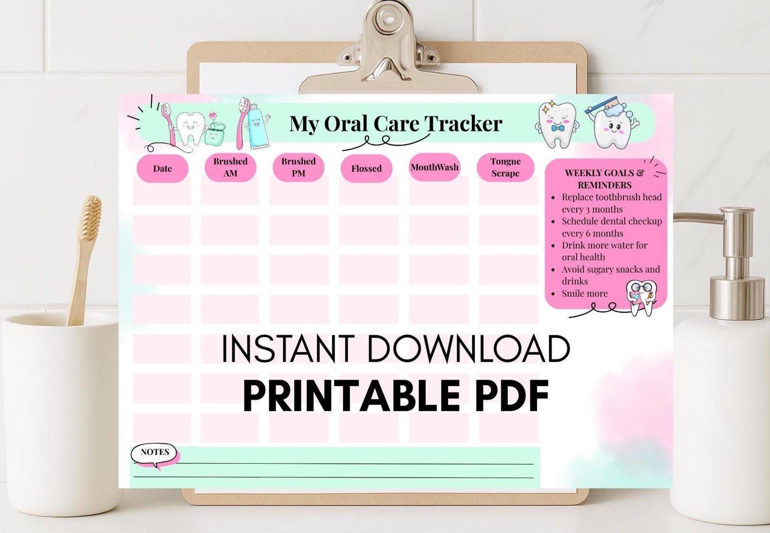 Oral Care Tracker Printable | Dental Hygiene Chart | Kids Toothbrushing ...