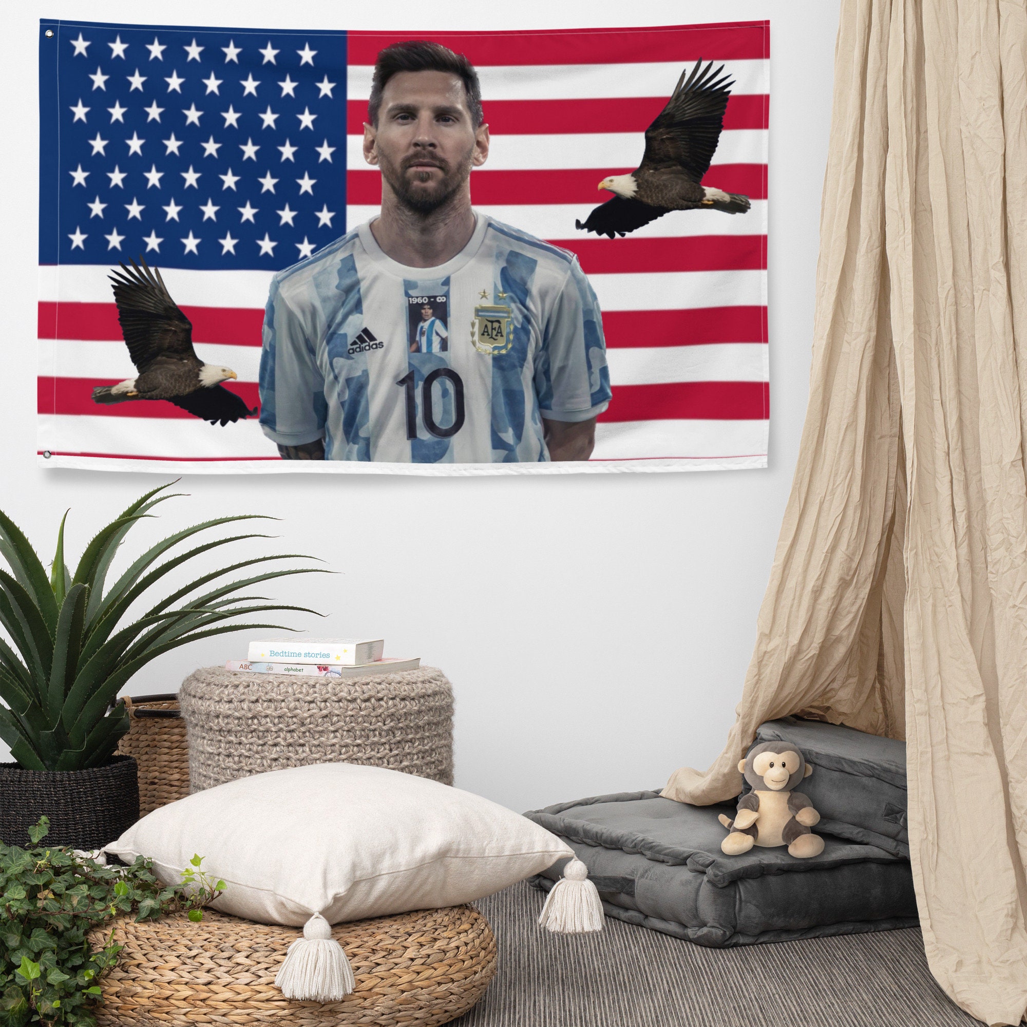 Messi Flag/tapestrywall Decorfan Art - Etsy