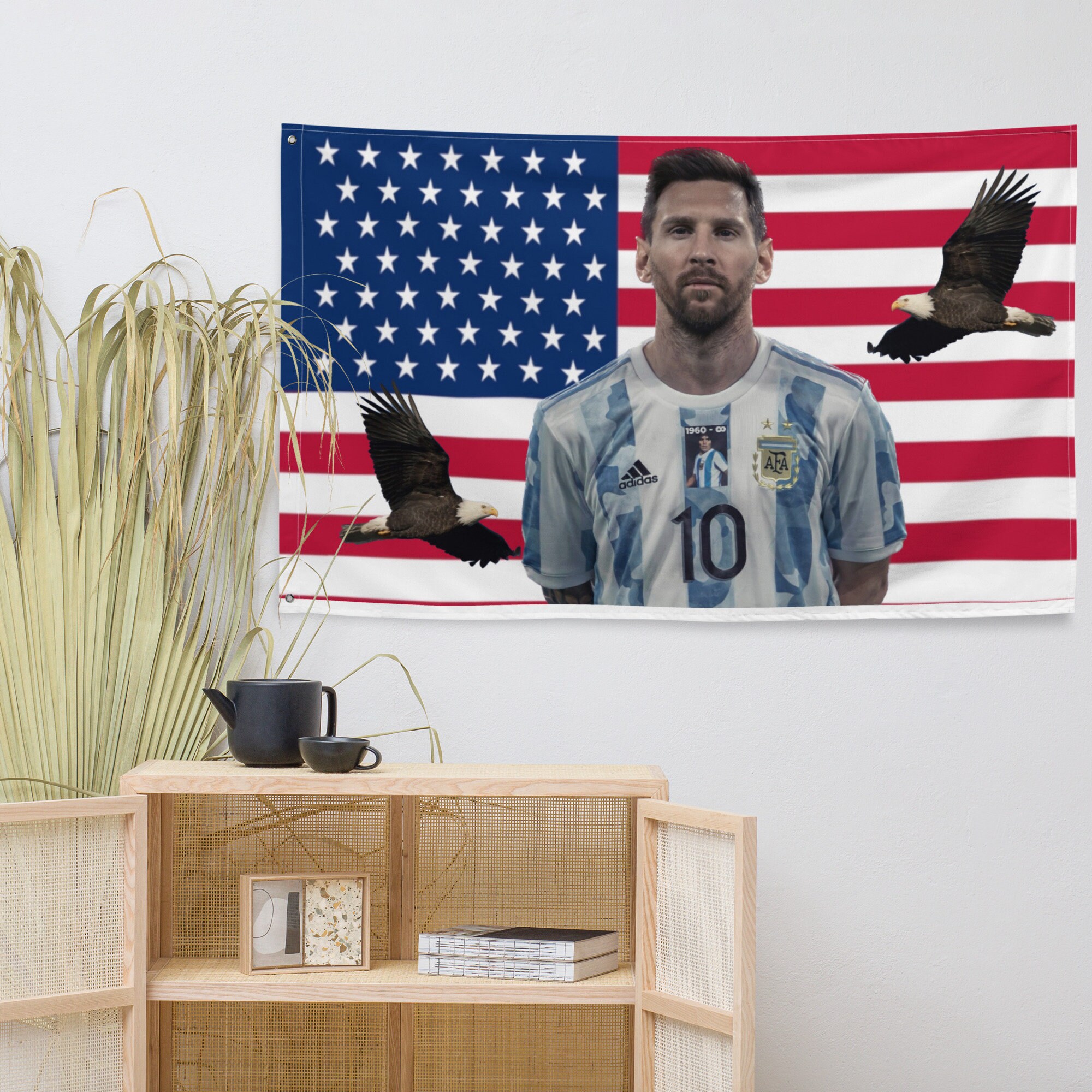 Messi Flag/tapestrywall Decorfan Art - Etsy