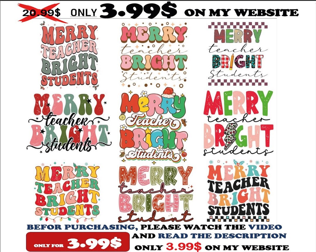 Merry Teacher Bright Students Svg & Png Christmas Teacher - Etsy