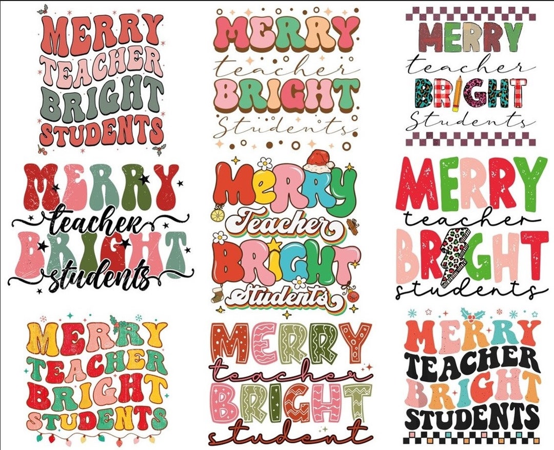 Merry Teacher Bright Students Svg & Png Christmas Teacher - Etsy