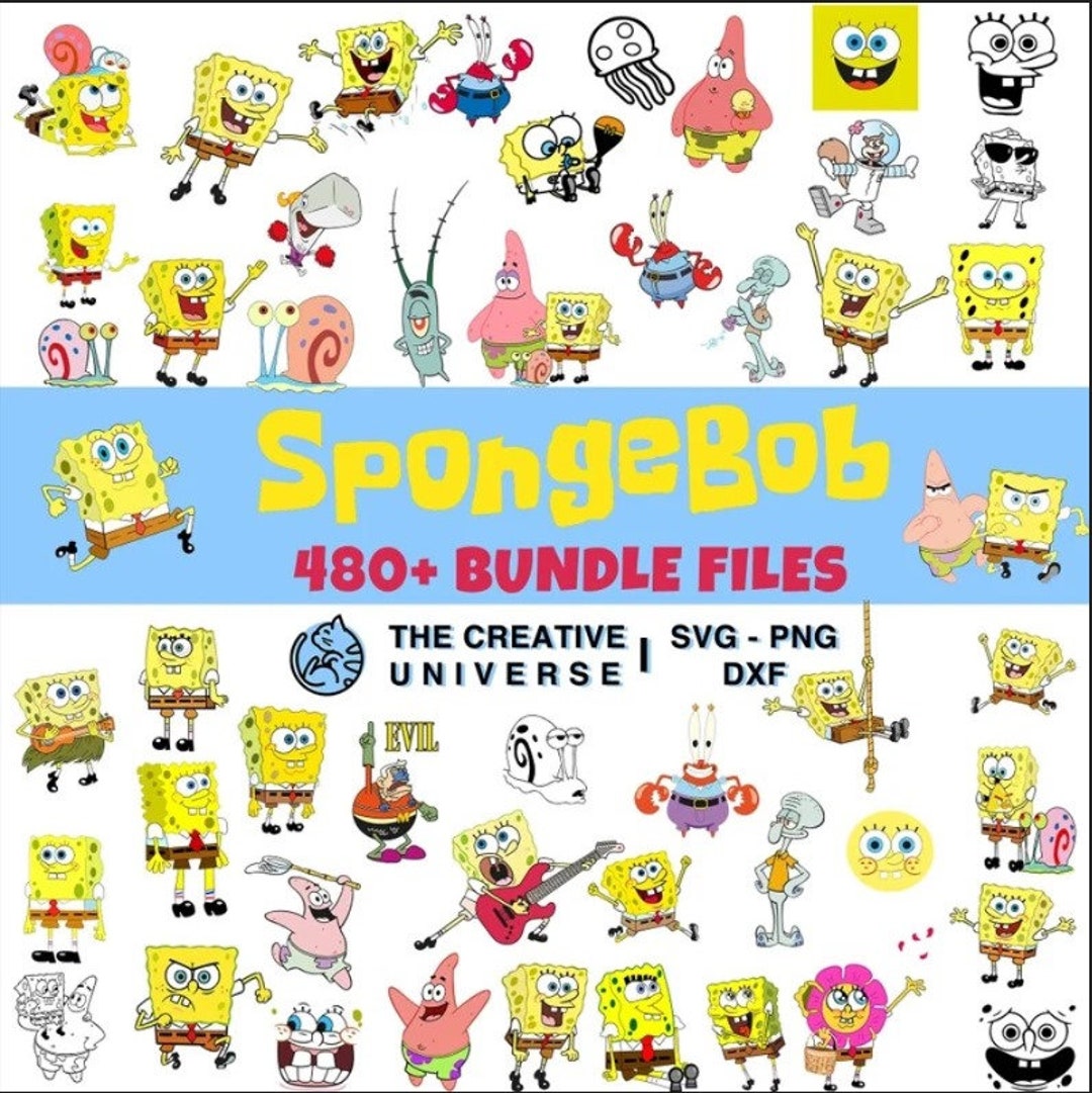 Spongebob Svg Bundle Silhouettepng Dxf - Etsy