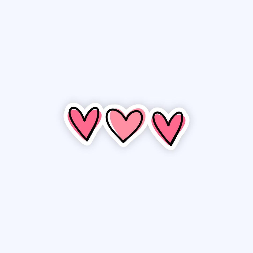 Pink Hearts Sticker, Heart Sticker, Laptop Sticker, Notebook Sticker ...