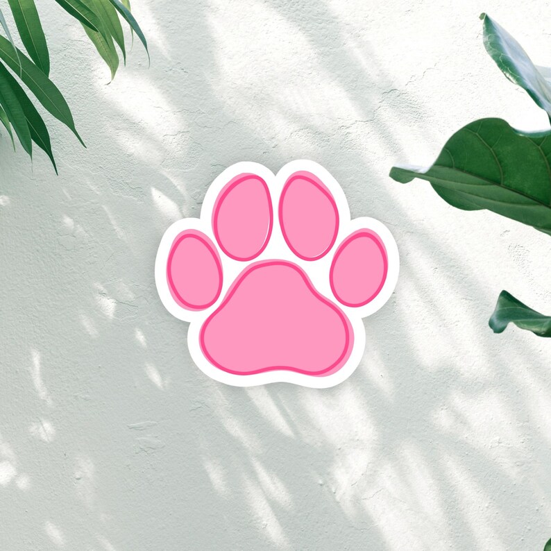 Pink Paw Print Sticker, Pet Print Sticker, Laptop Sticker, iPad Sticker ...
