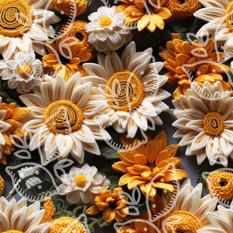 Hyper Realistic Crochet Sunflower Seamless Pattern - Etsy