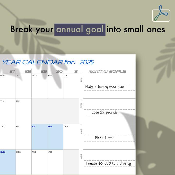 2025 Big Picture Digital Calendar – Full Year at a Glance With Monthly ...