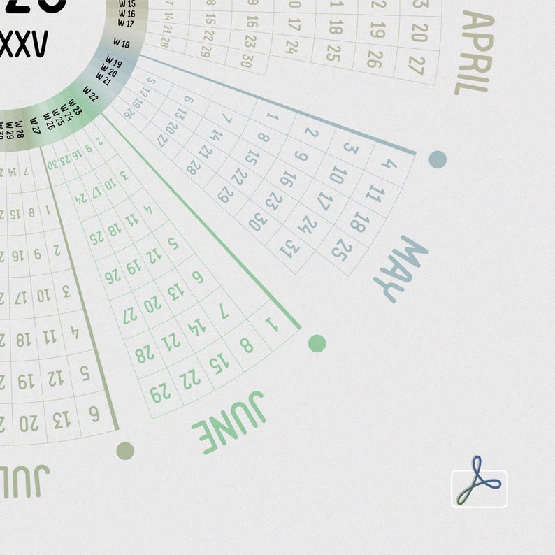 2025 Digital Circular Calendar Warm Colors Monthly Annual Overview - Etsy