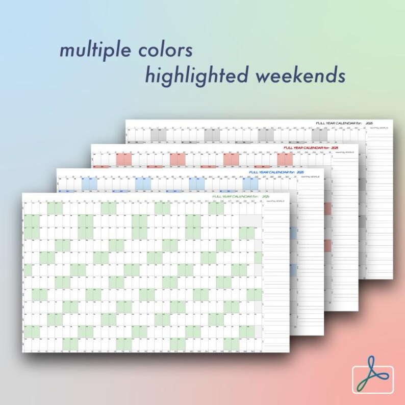 2025 Big Picture Digital Calendar – Full Year at a Glance With Monthly ...