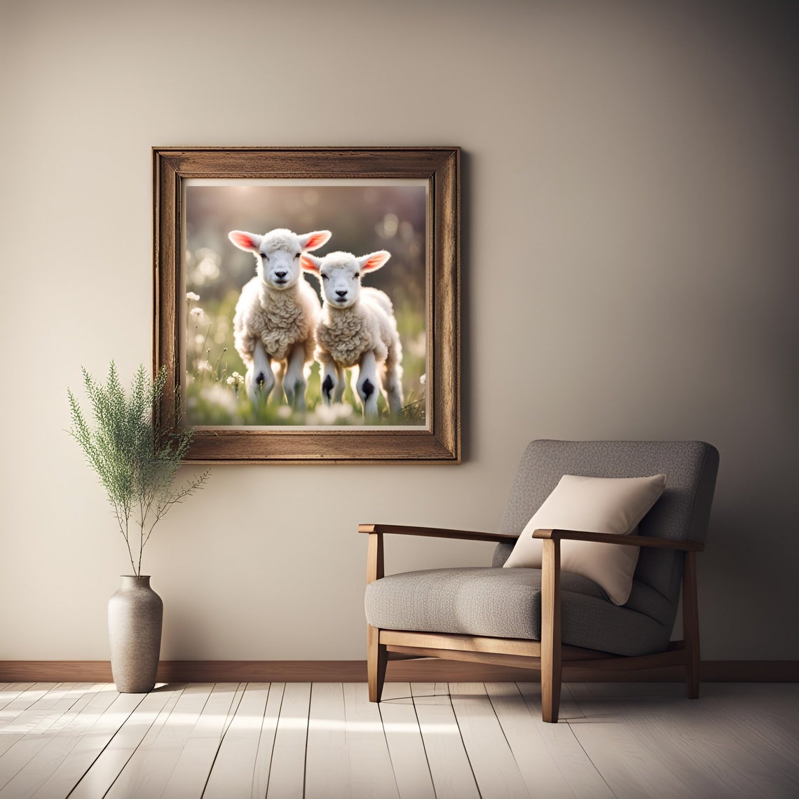Sheep Babies Wall Art Farm Animals Country Home Decor Lambs Spring ...