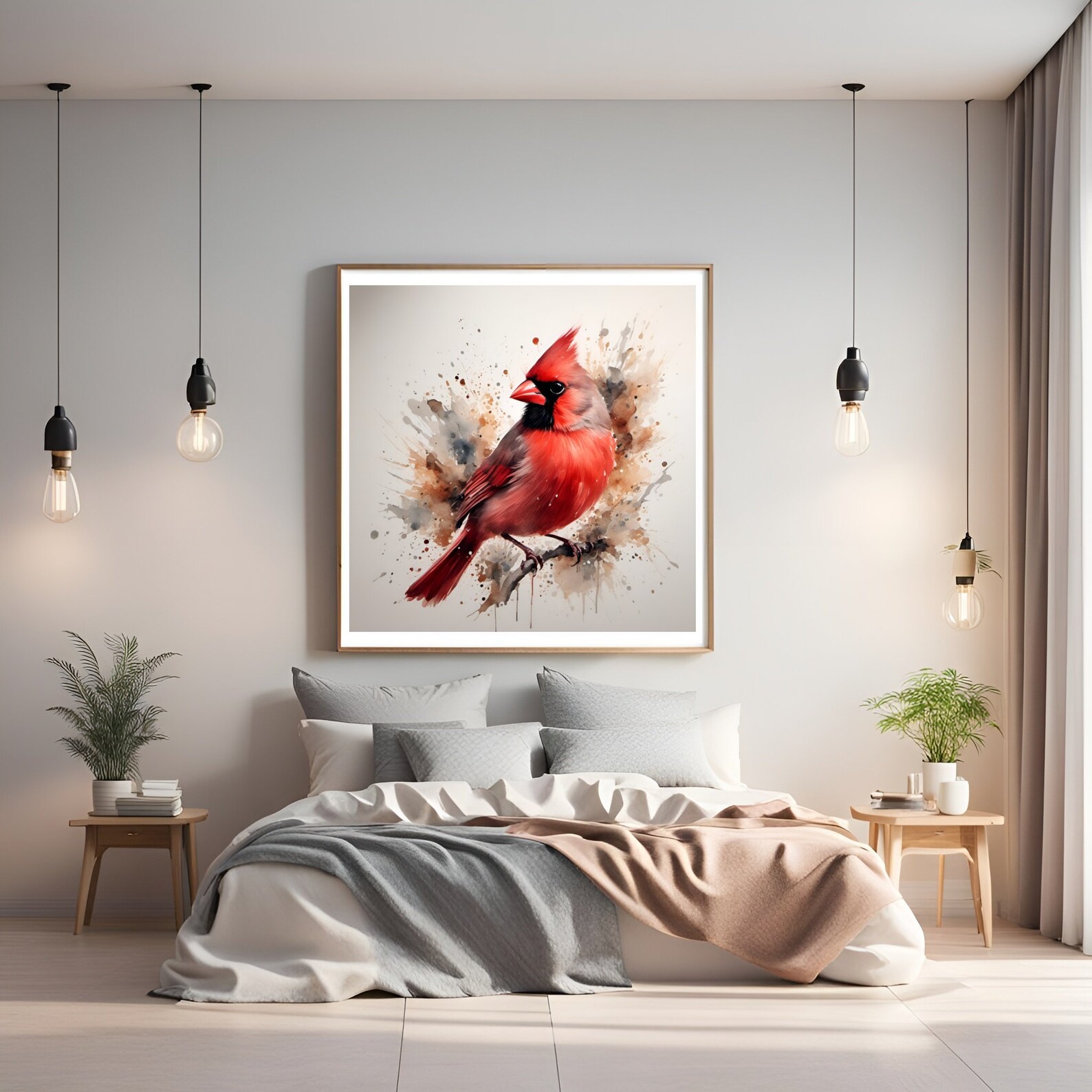 Cardinal Print Watercolor Collection, Red Cardinal Painting. Country ...