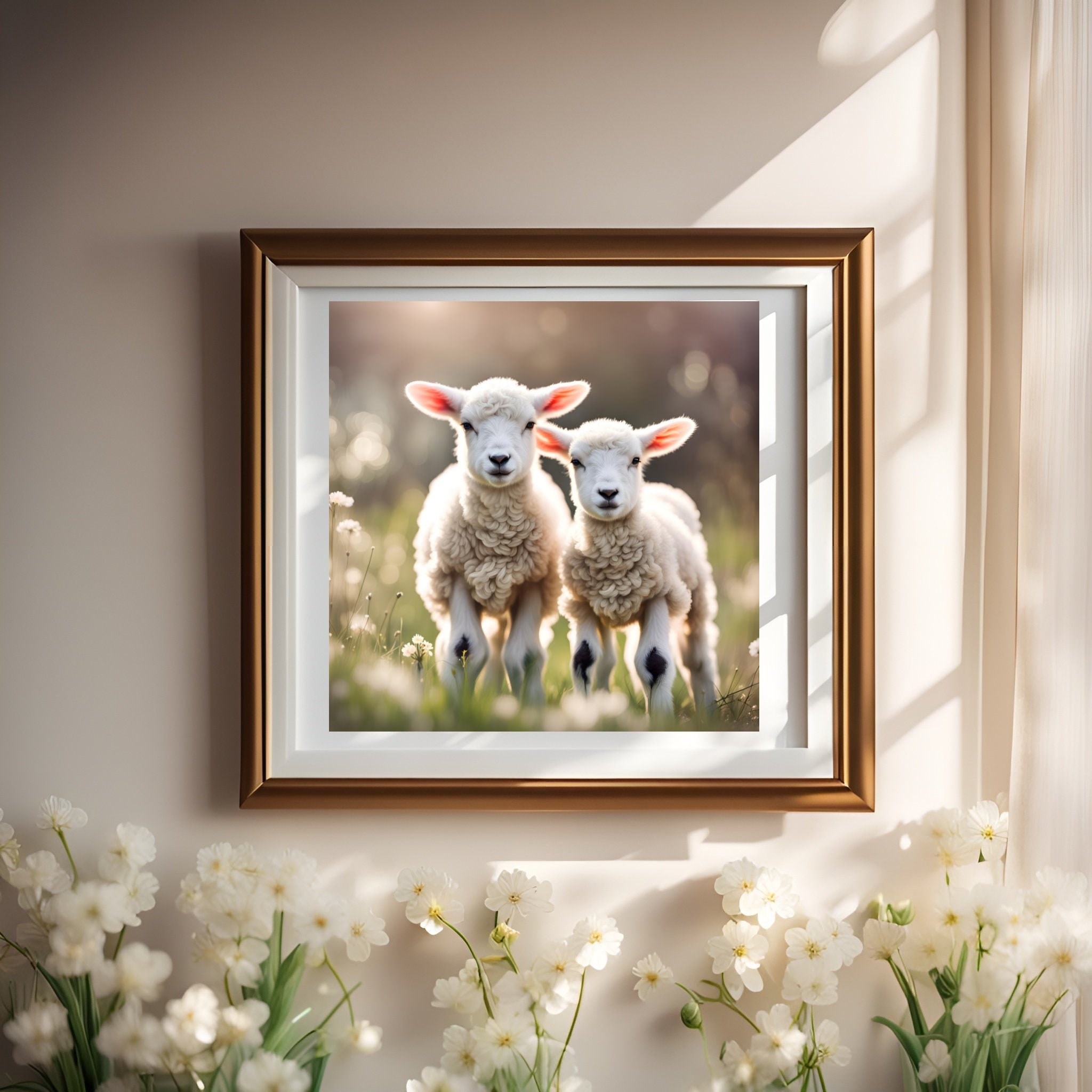 Sheep Babies Wall Art Farm Animals Country Home Decor Lambs Spring ...