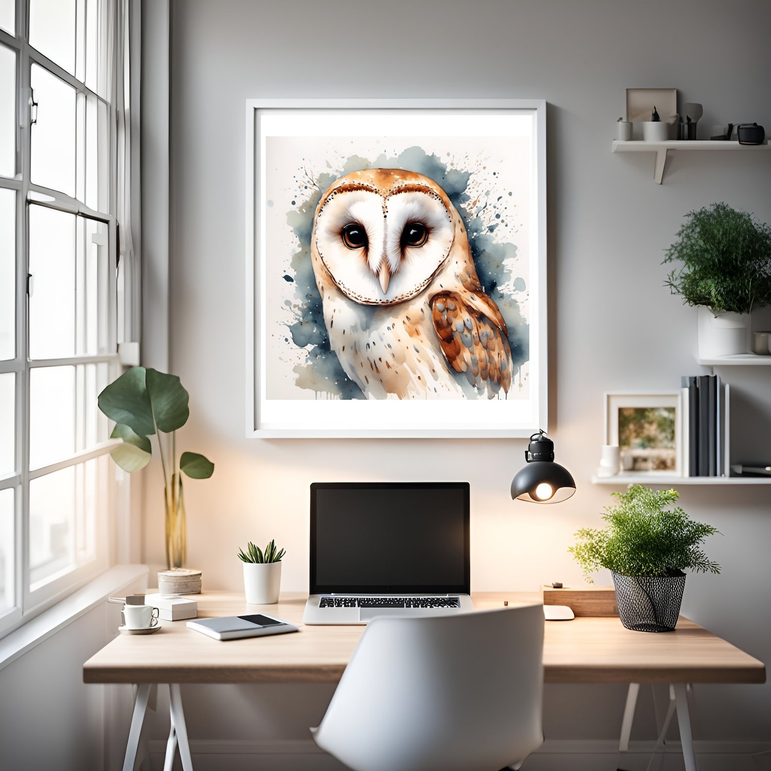 Barn Owl Art Print, Digital Wall Art Whimsical Owl House Decor, Bird ...