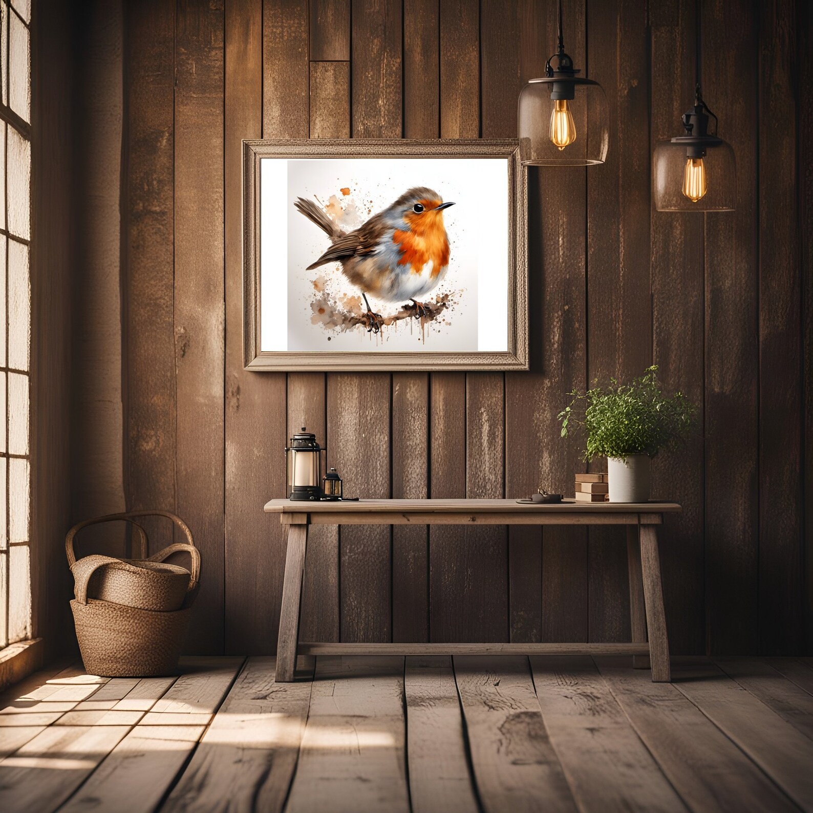 Robin Print Watercolor Collection, Garden Robin Painting. Country Birds ...