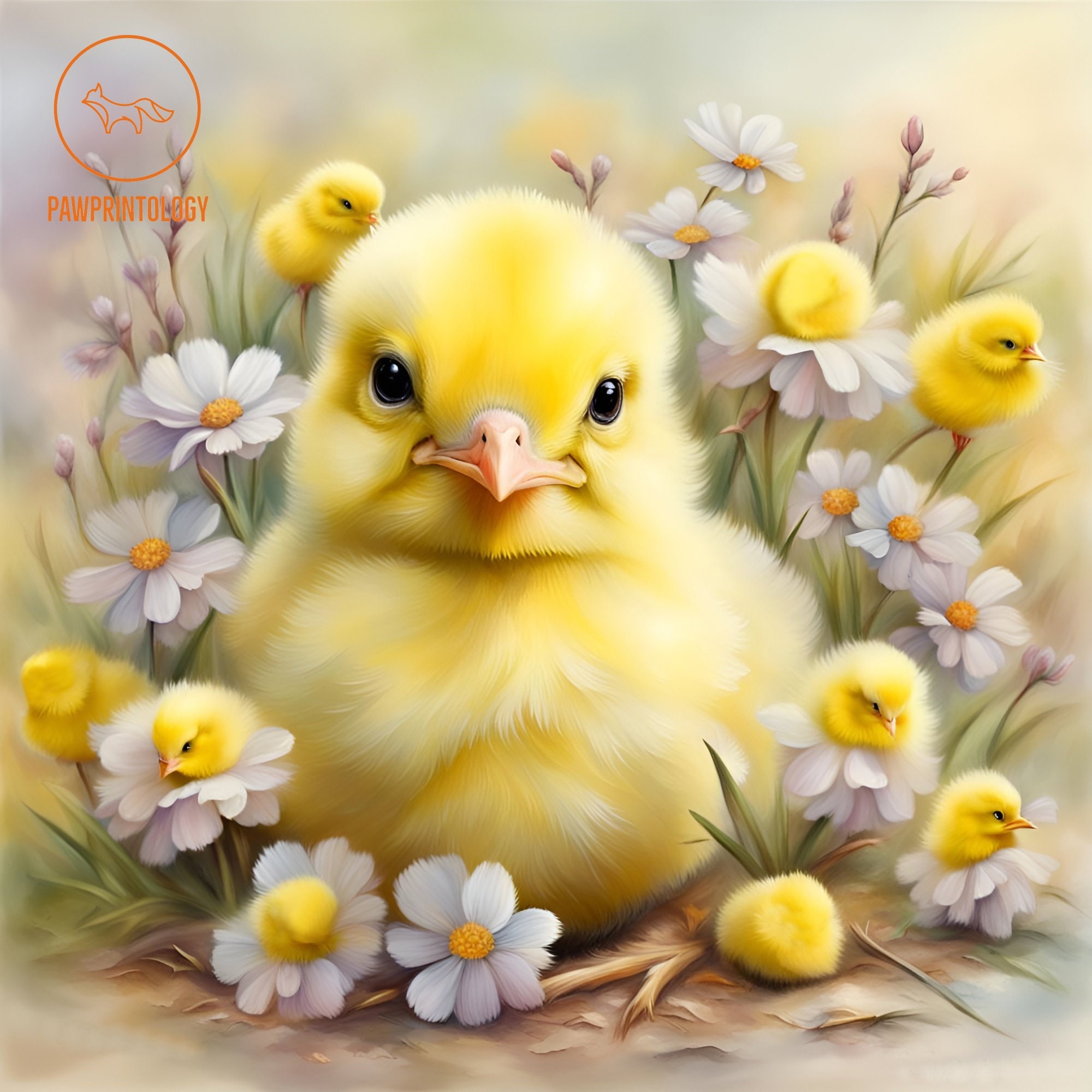 Easter Wall Art Printable, Yellow Baby Chicks Spring Print, Easter ...