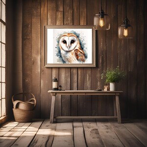 Barn Owl Art Print, Digital Wall Art Whimsical Owl House Decor, Bird ...
