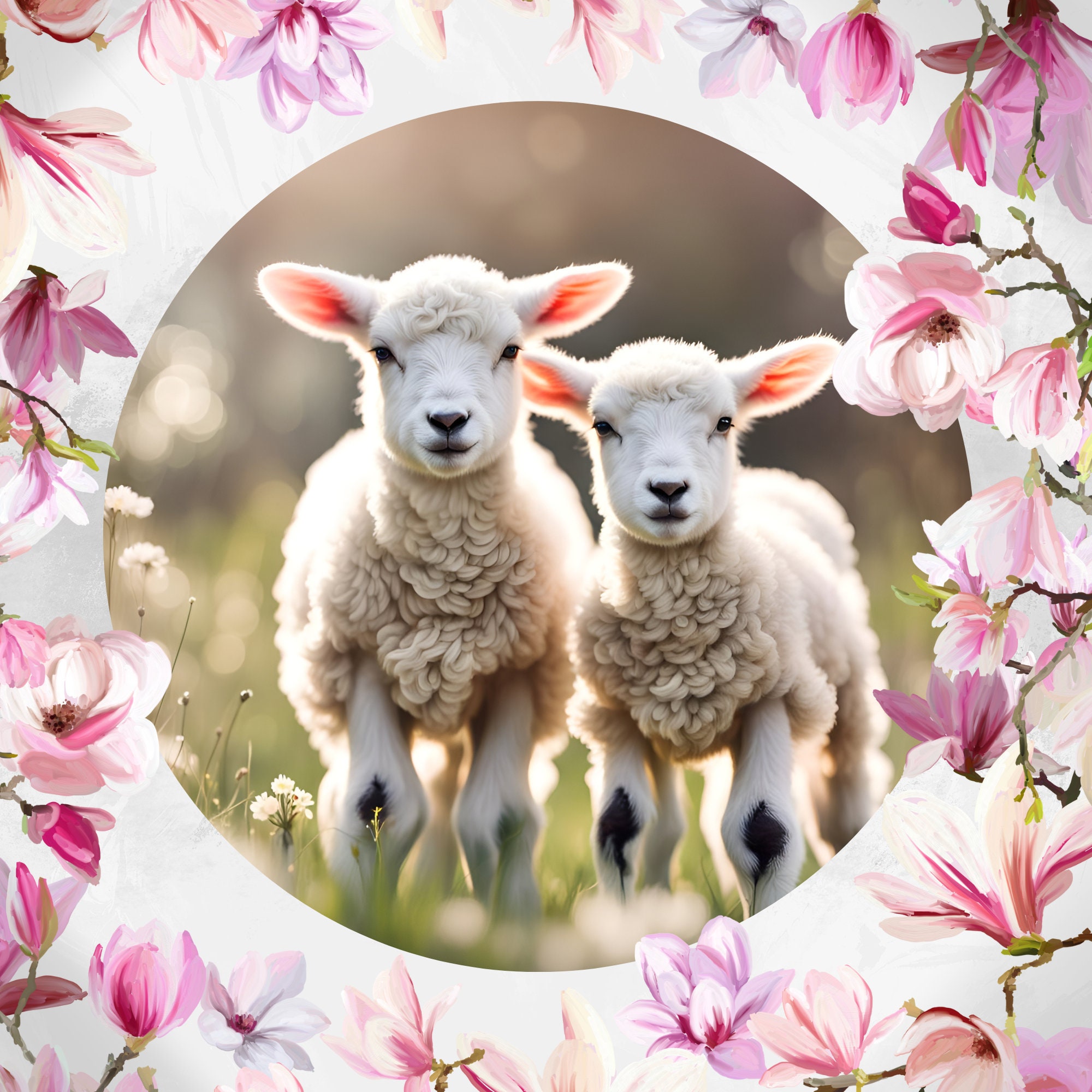 Sheep Babies Wall Art Farm Animals Country Home Decor Lambs Spring ...