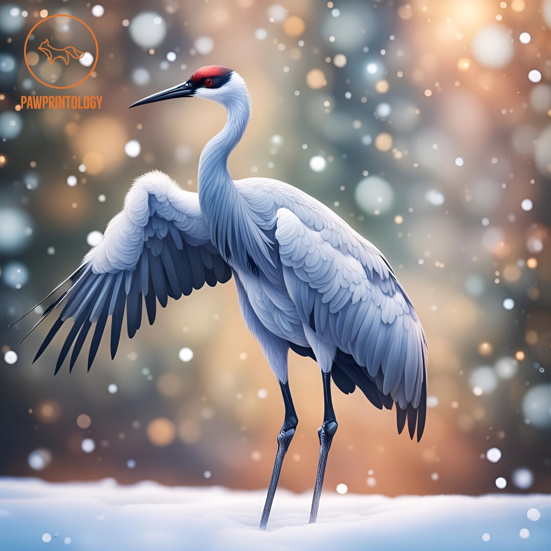 Crane Print Winter Birds Collection: Whooping Crane Bird. Printable ...