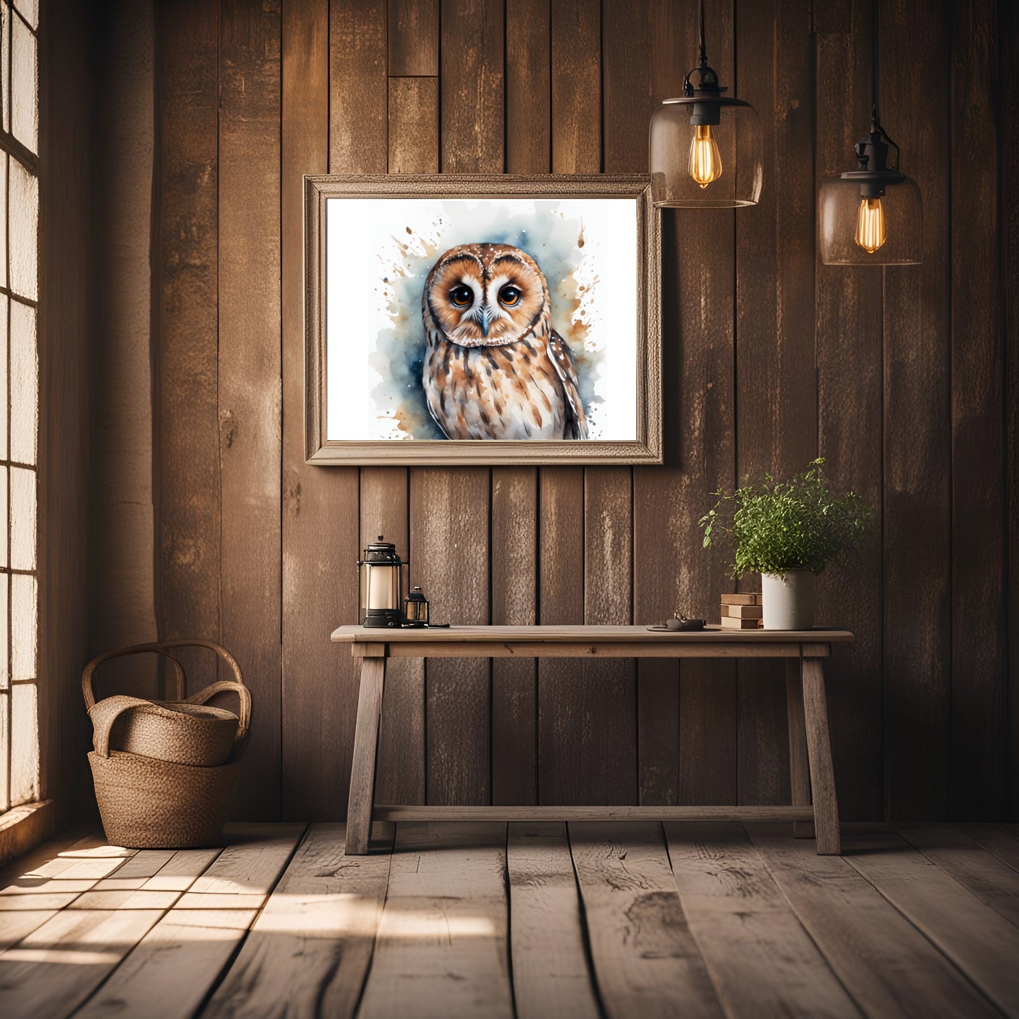 Owl Poster, Printable Bird Wall Art, Watercolor Owl Wall Print ...