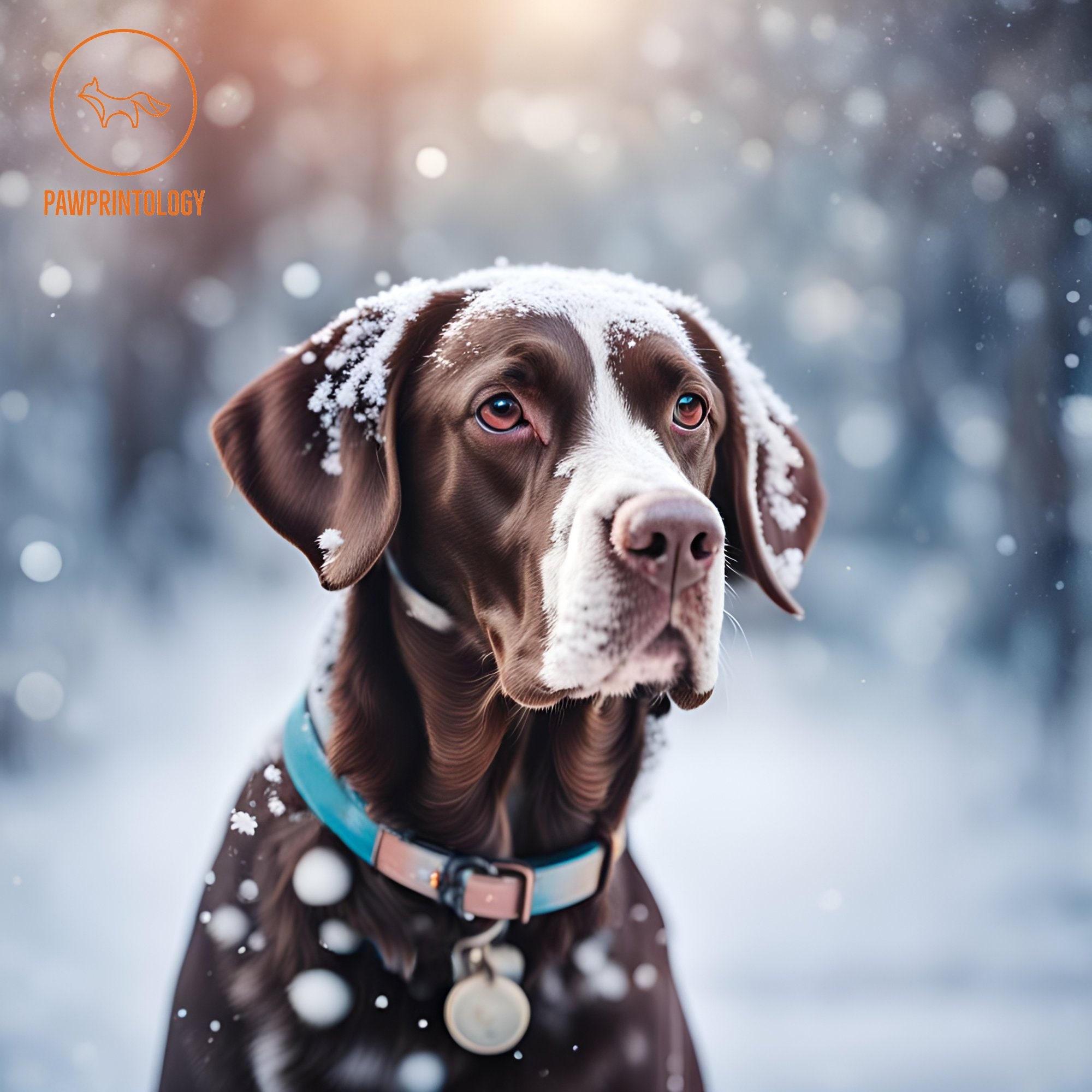 Pointer Art Portrait Winter Dogs Collection: Brown Pointer. Printable ...