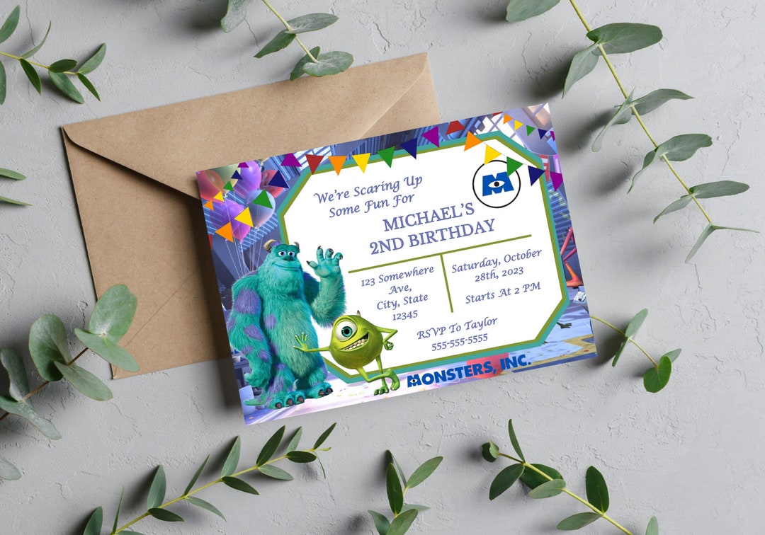 Monsters Inc. Birthday Invitation, Unisex, Editable, Instant Download ...