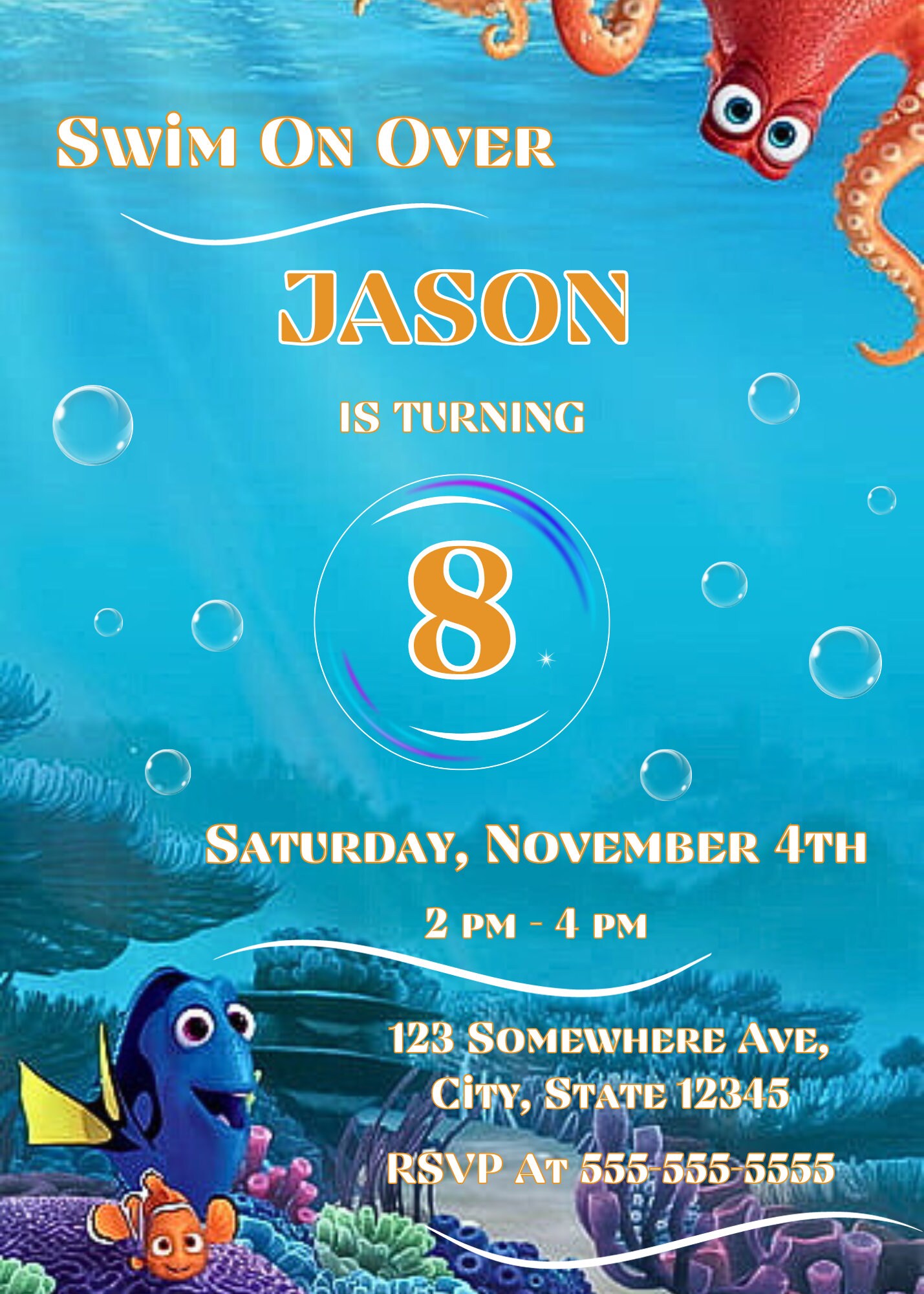 Finding Nemo Birthday Invitation, Editable, Instant Download, Printable ...