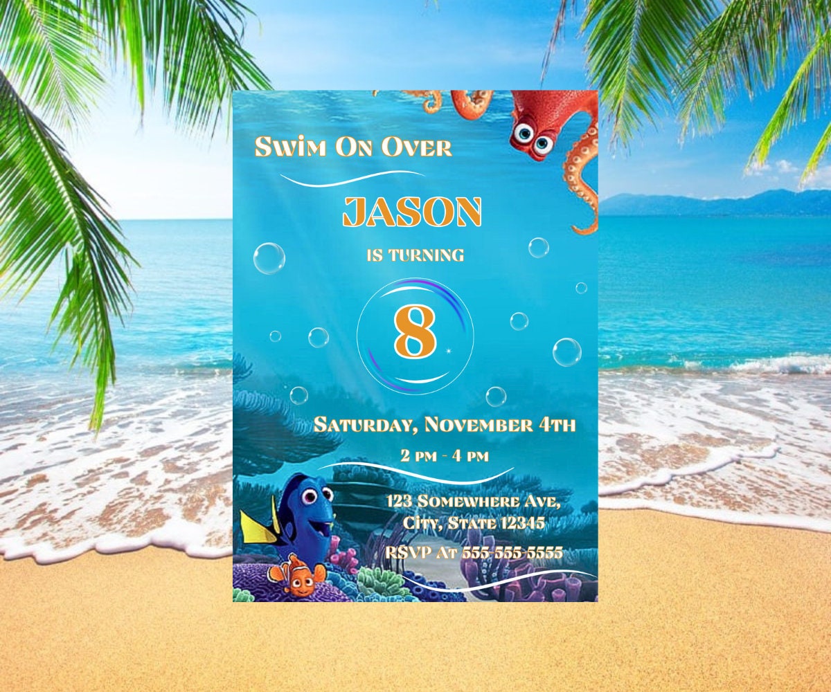 Finding Nemo Birthday Invitation, Editable, Instant Download, Printable ...
