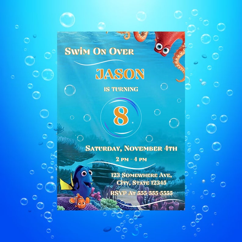 Finding Nemo Birthday Invitation, Editable, Instant Download, Printable ...