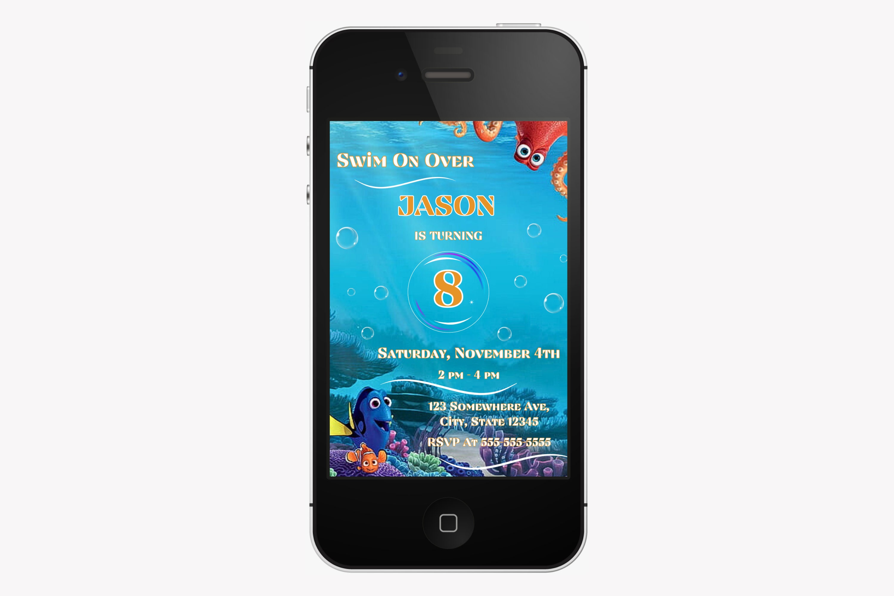 Finding Nemo Birthday Invitation, Editable, Instant Download, Printable ...