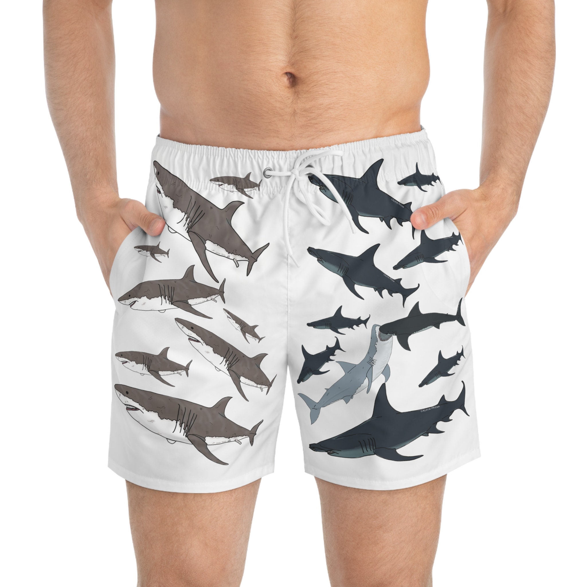 Shark Swim Trunks, Great White Shark, Hammerhead Shark, Sharks Fighting ...