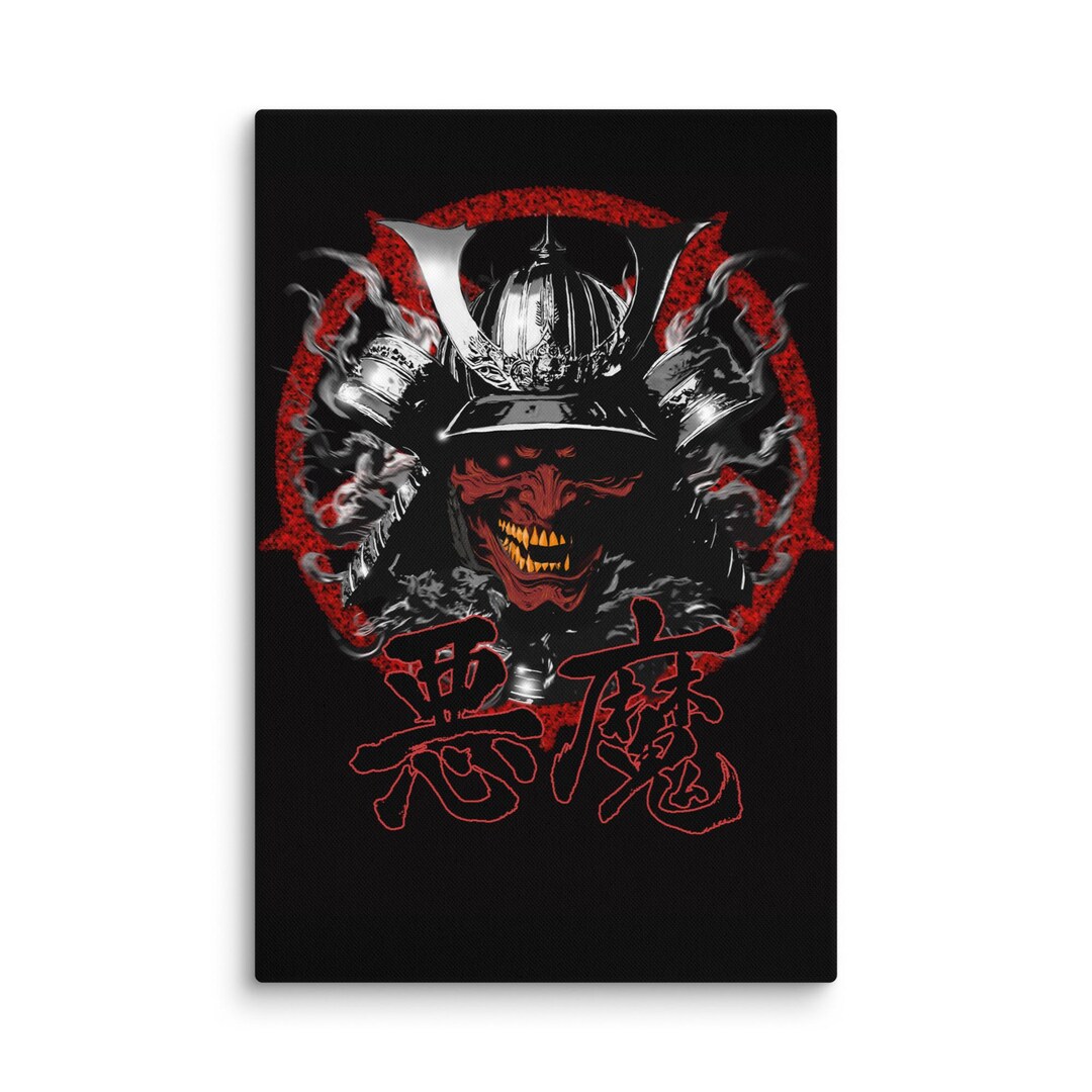 Akuma Samurai Canvas Japanese Fantasy Oni Devil Black - Etsy