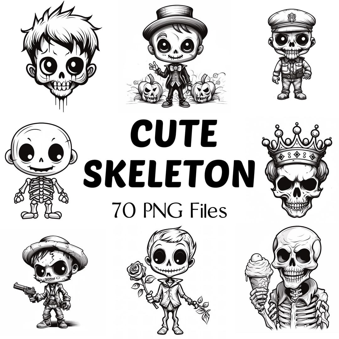 Skeleton PNG | 70 Horror Clipart | Halloween Png | Cute Skull Clipart ...