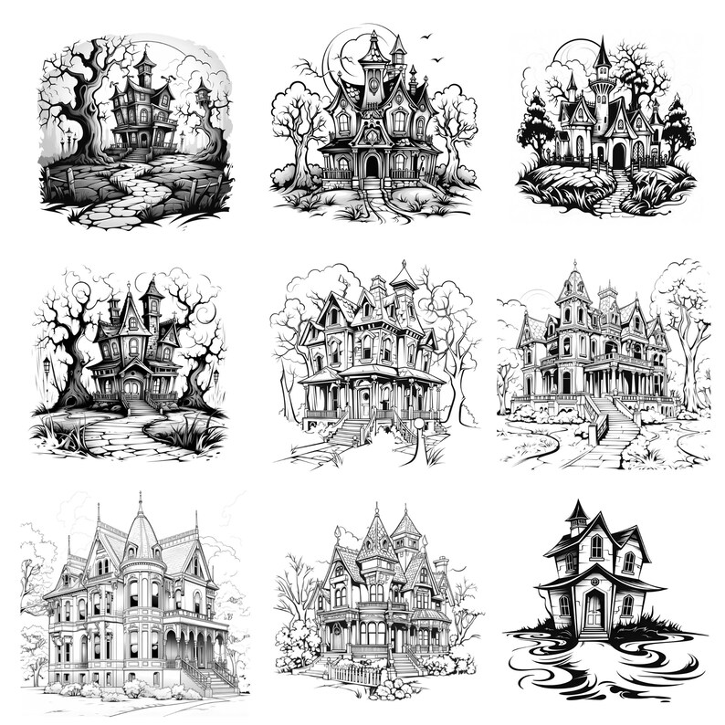Procreate Spooky Houses Stamps 100 Haunted Houses Procreate Brushes ...