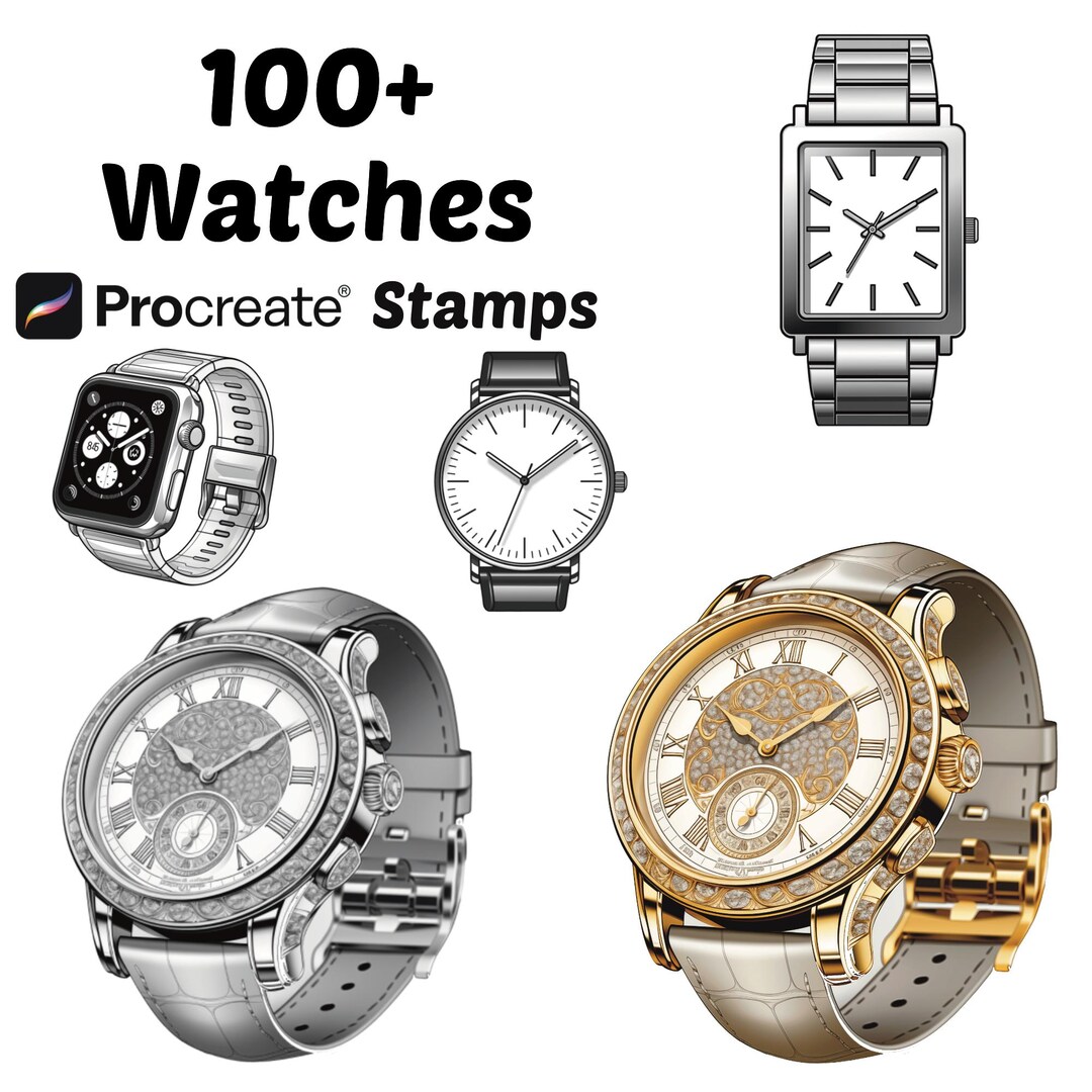 Procreate Watches Stamps | 100+ Procreate Smart Watches Brushes ...