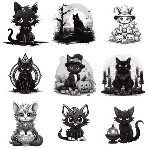 Spooky Cats PNG | 50 Horror Clipart | Halloween Png | Horror Cats ...