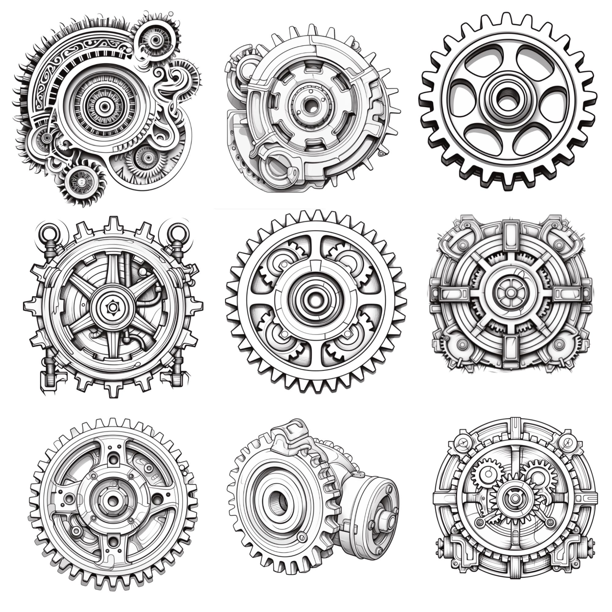 Procreate Mechanical Gear Stamps | 100+ Mechanical Gear Procreate ...
